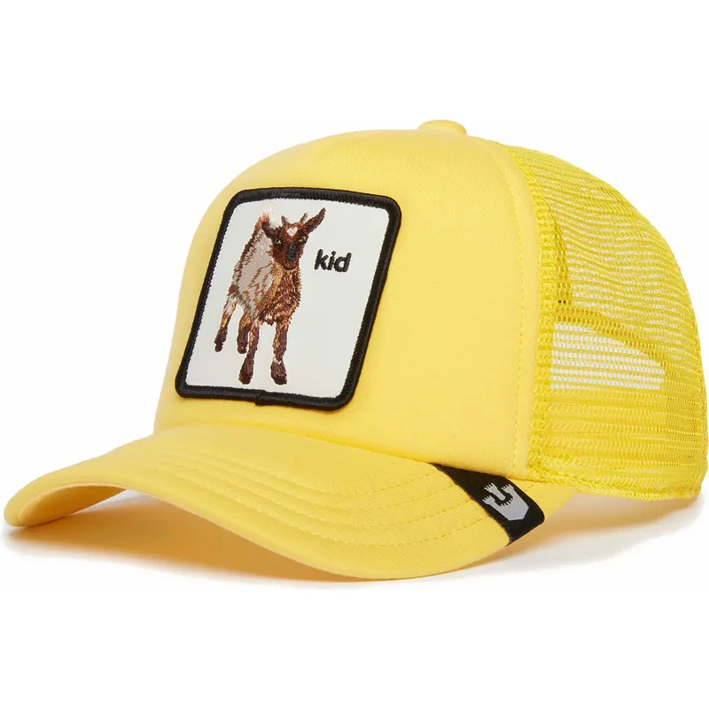 Casquette trucker jaune pour enfant chèvre Kid Kid The Farm Goorin Bros ...
